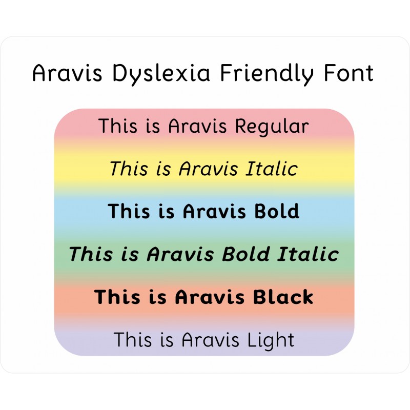 Aravis Dyslexia Friendly Font Desktop Licence Assistive Technology